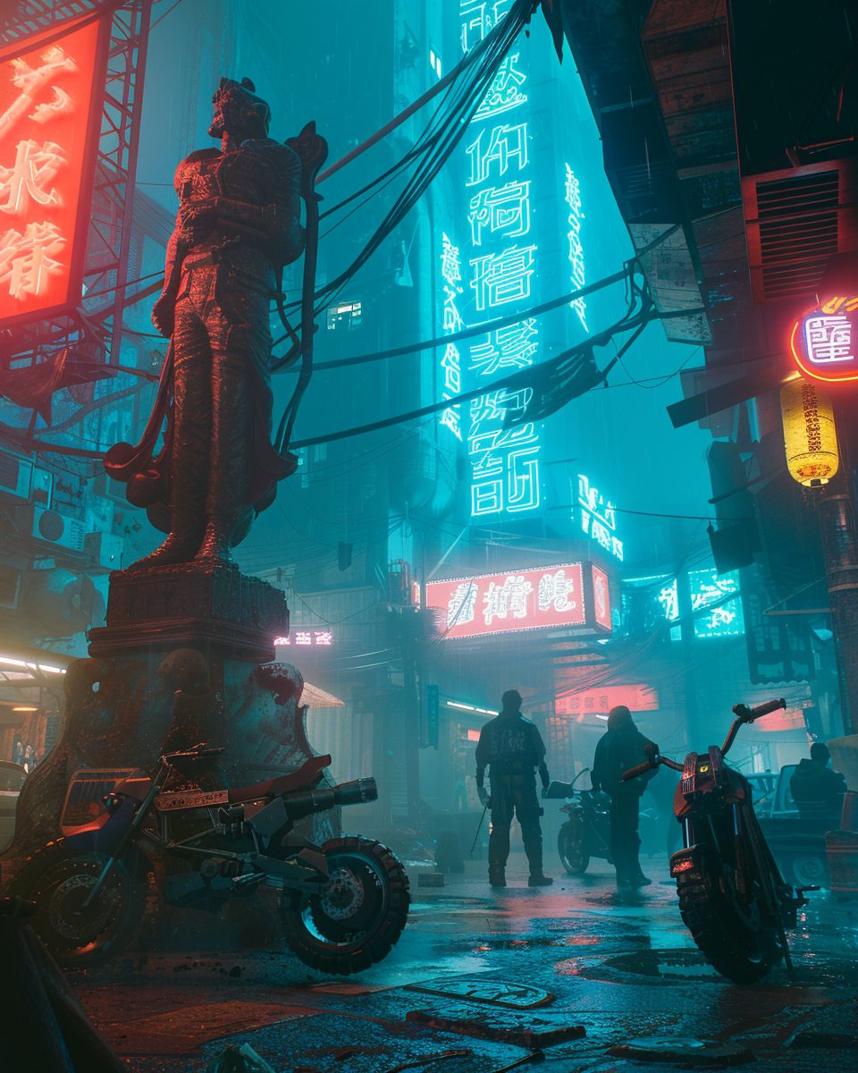 Cyberpunk Alleyways with Old Remnants