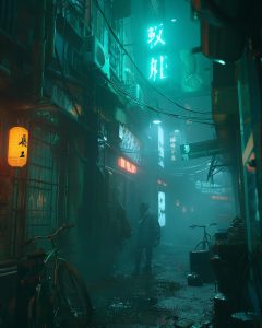Cyberpunk Alleyways with Old Remnants