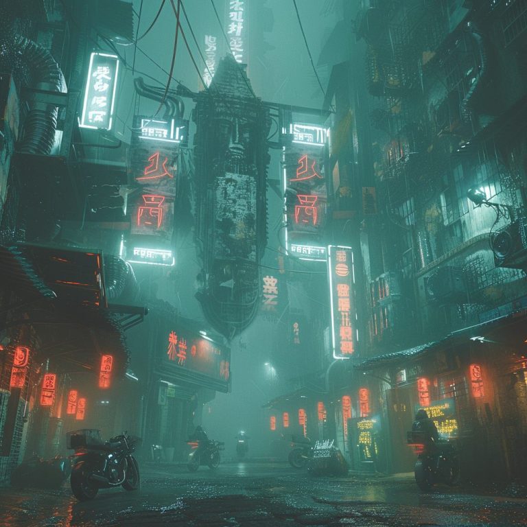 Cyberpunk Alleyways with Old Remnants