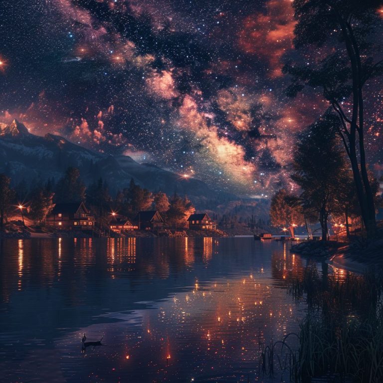 Secluded Lakeside Village with Beautiful Night Skies