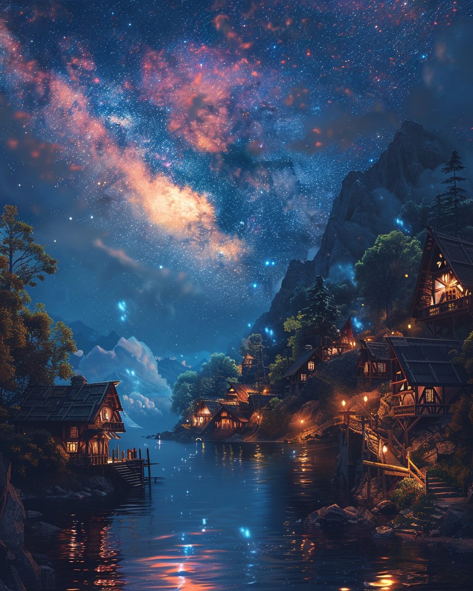 Secluded Lakeside Village with Beautiful Night Skies