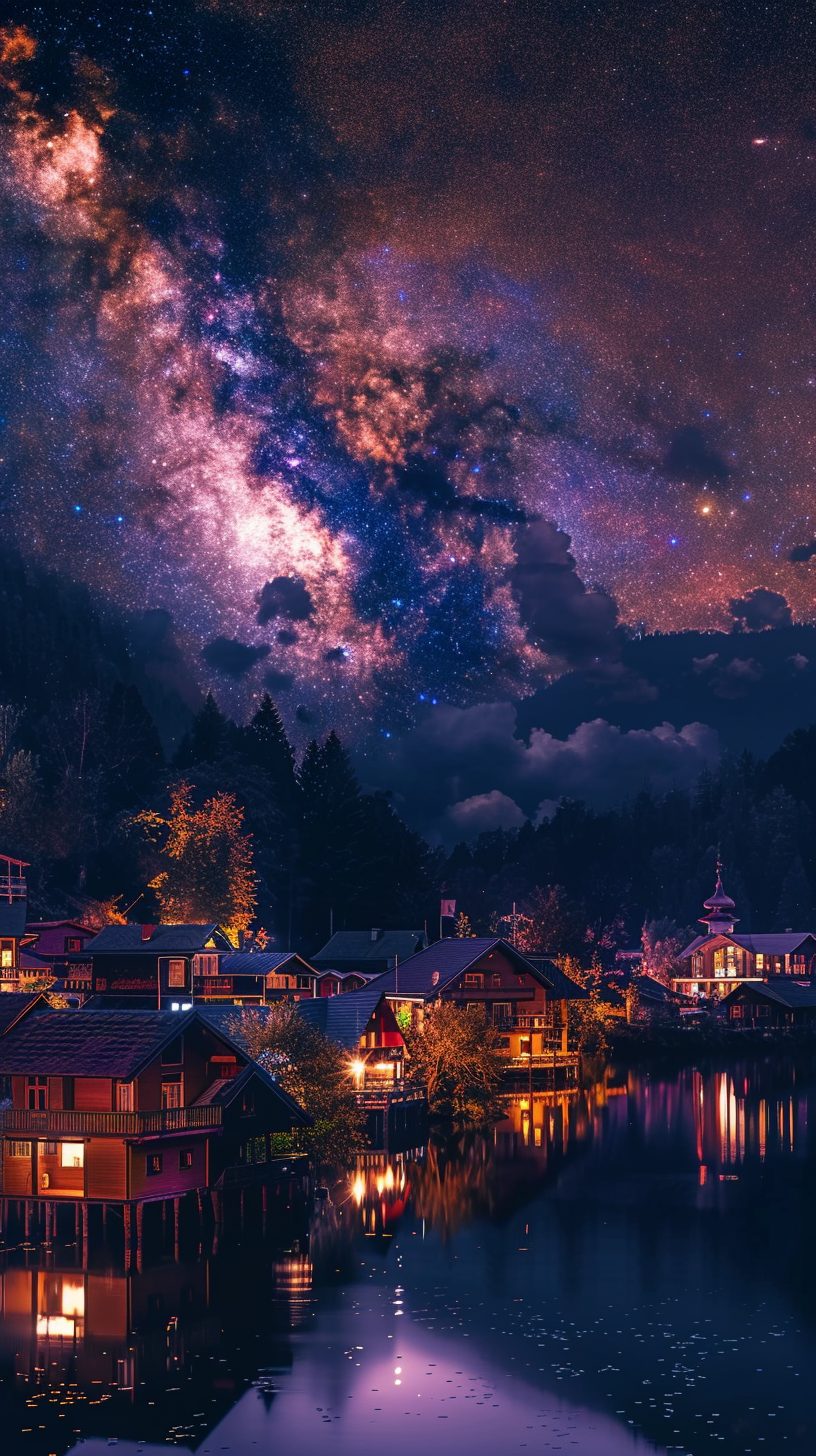 Secluded Lakeside Village with Beautiful Night Skies