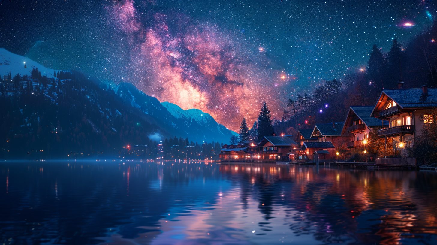 Secluded Lakeside Village with Beautiful Night Skies