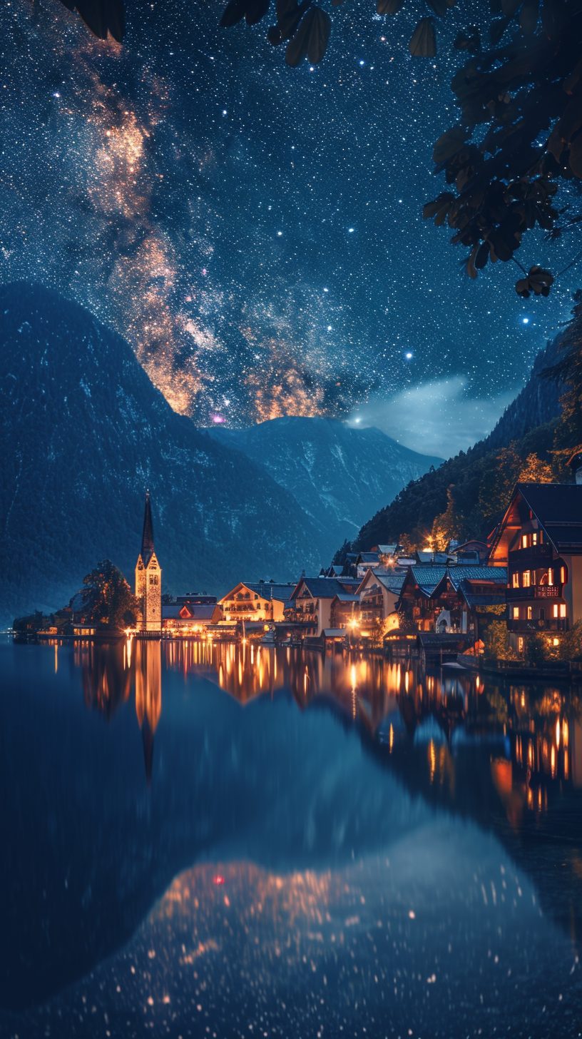 Secluded Lakeside Village with Beautiful Night Skies