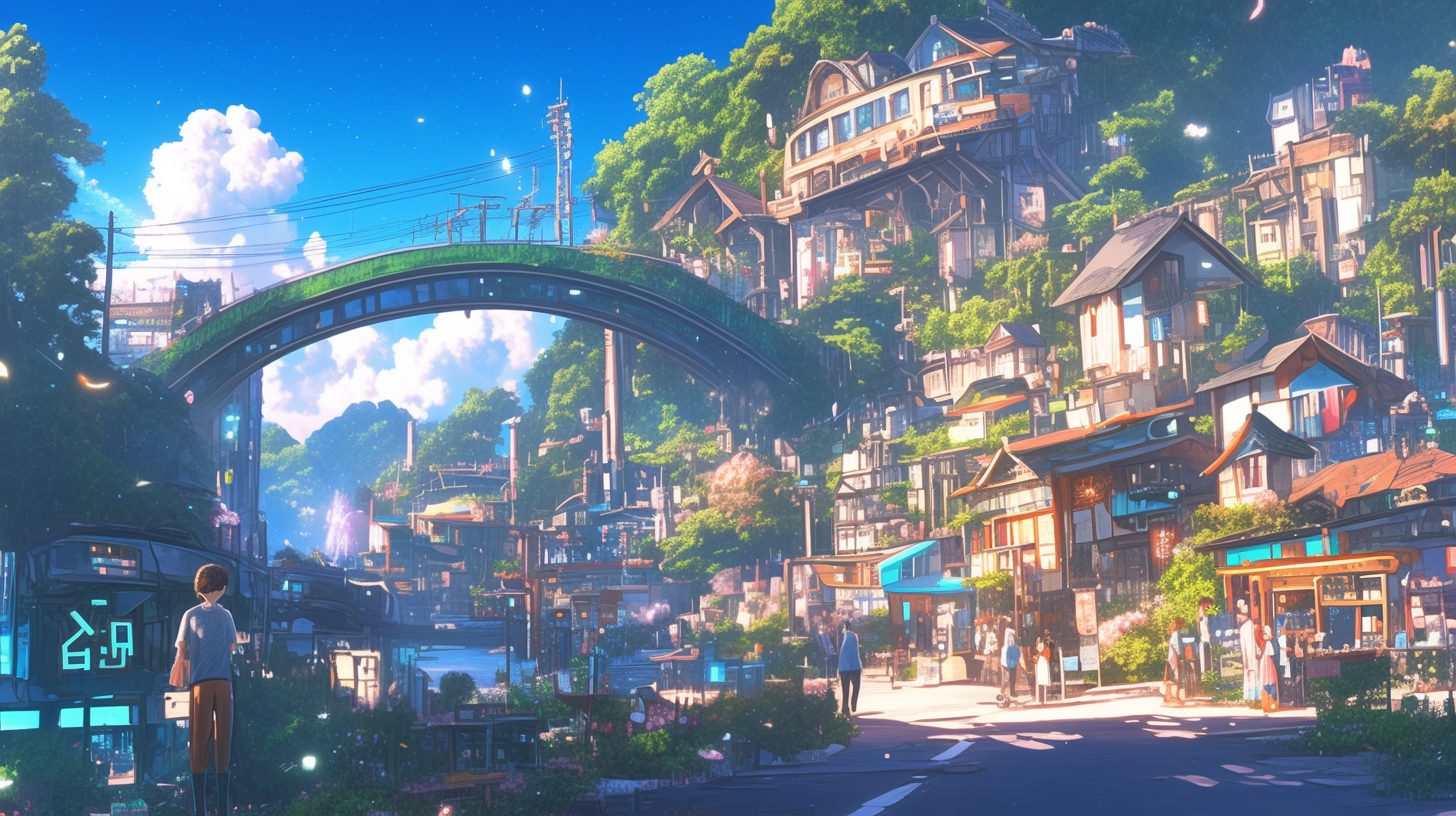 A Whimsical Anime-Style Town – Niji