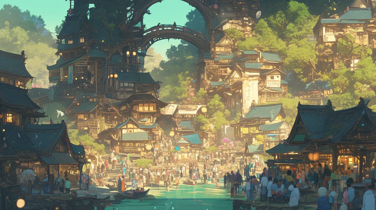 A Whimsical Anime-Style Town – Niji