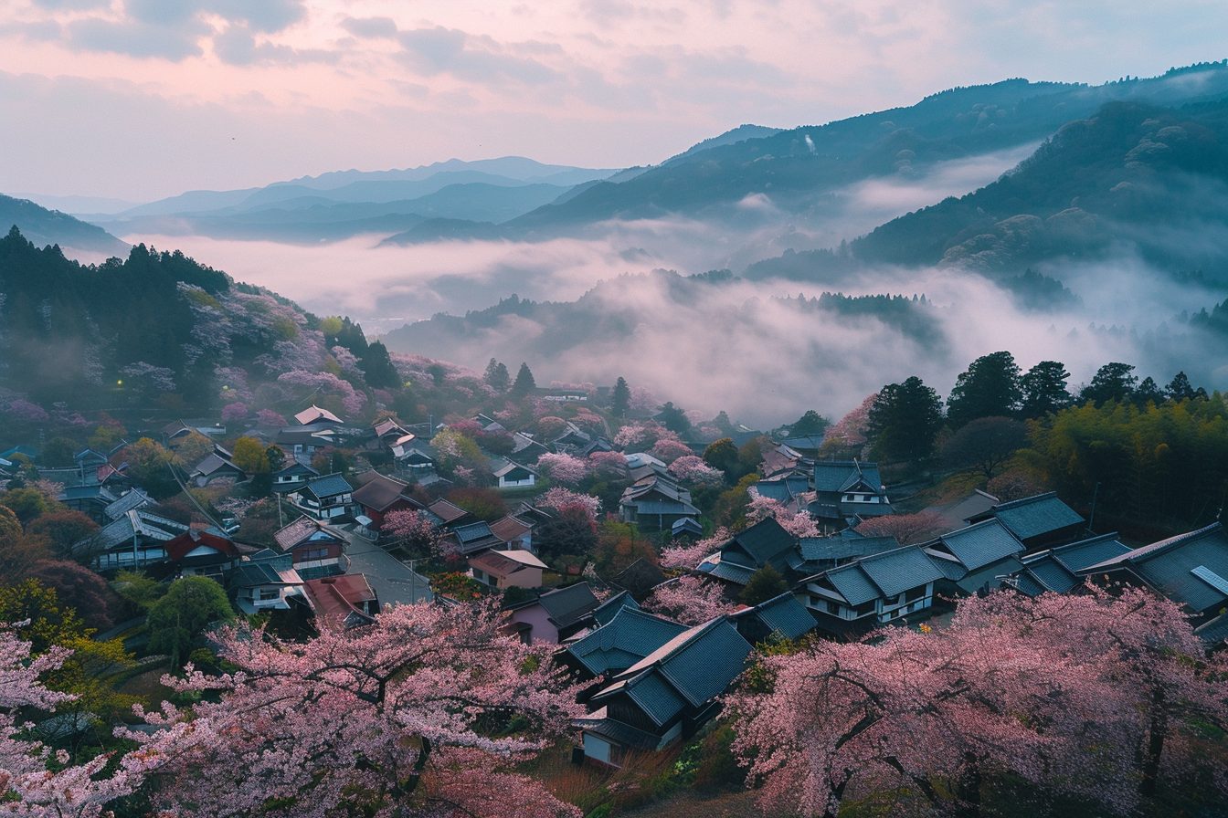 Aerial View of Japanese Village Landscapes