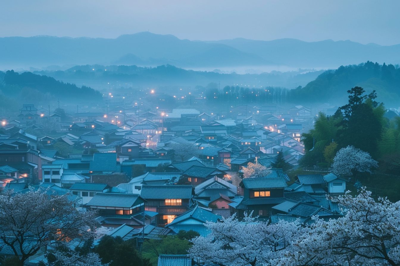 Aerial View of Japanese Village Landscapes