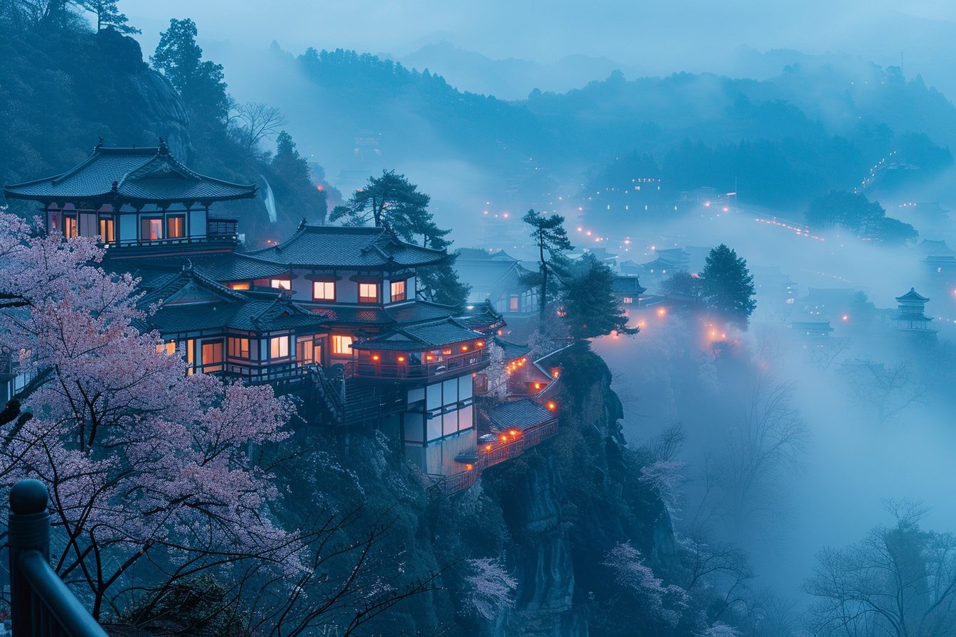 Aerial View of Japanese Village Landscapes