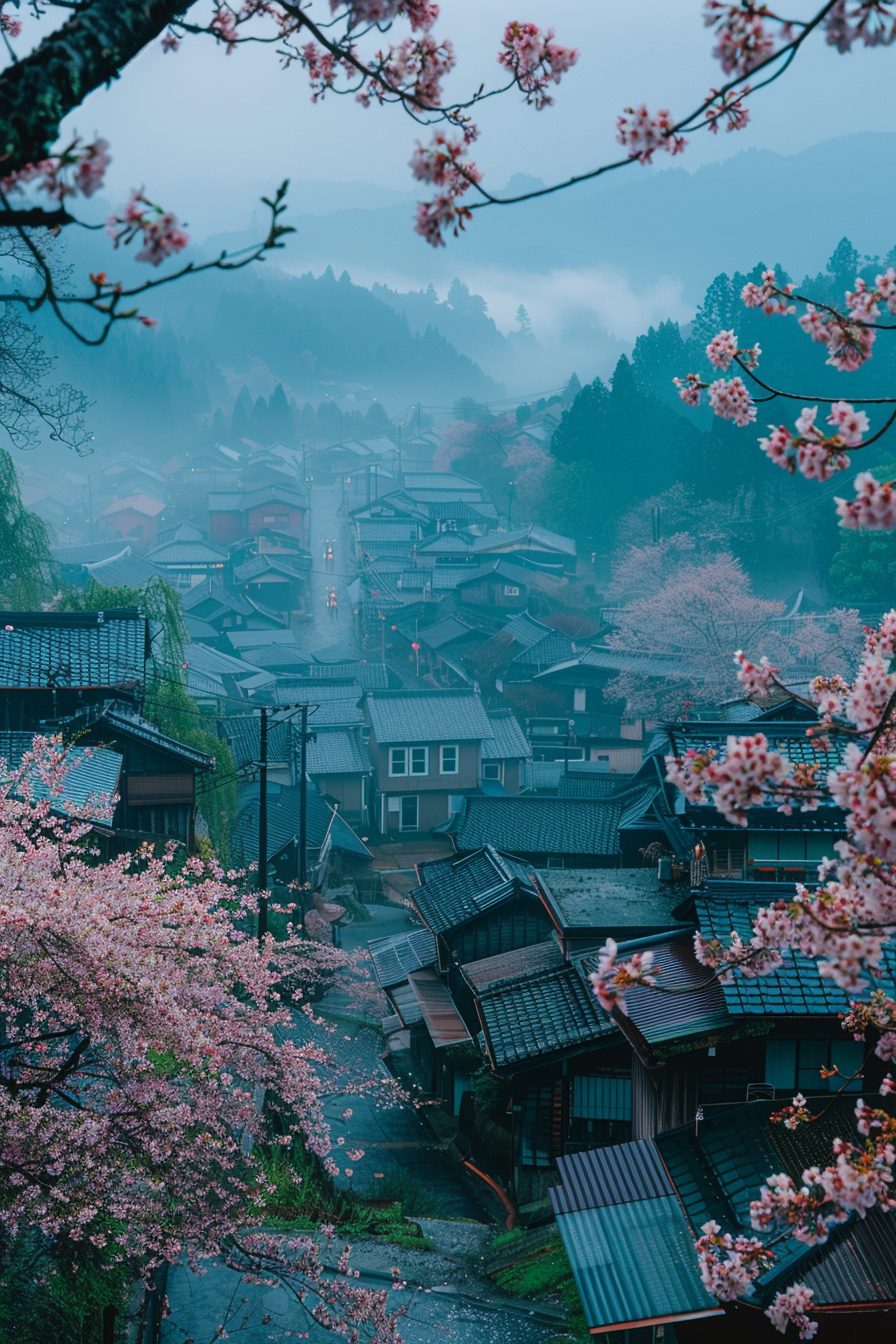 Aerial View of Japanese Village Landscapes