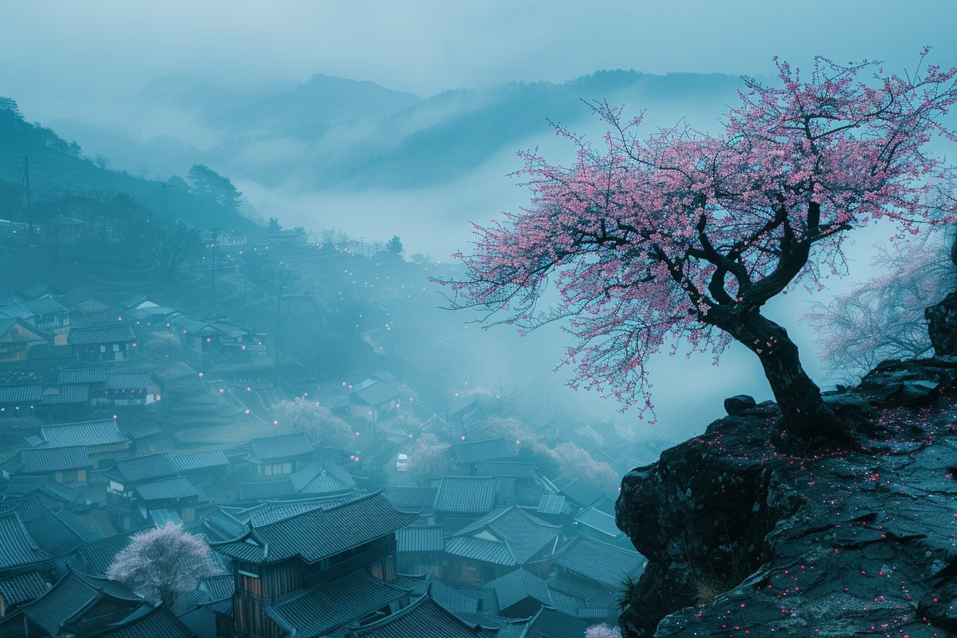 Aerial View of Japanese Village Landscapes