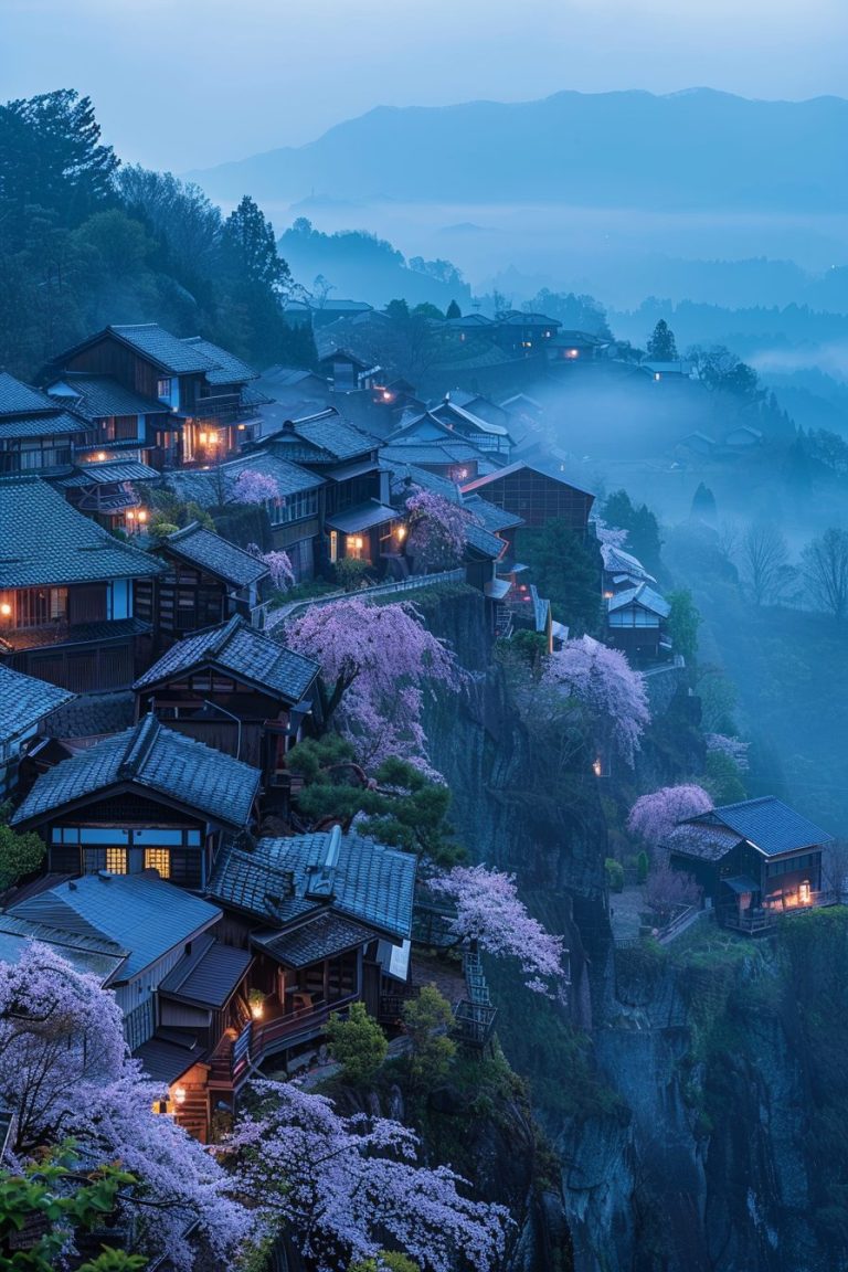 Aerial View of Japanese Village Landscapes