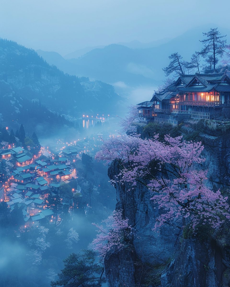 Aerial View of Japanese Village Landscapes