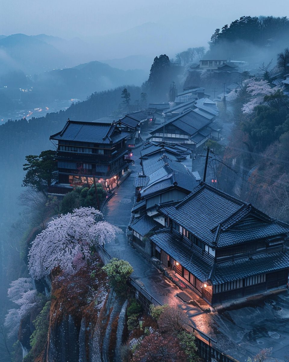 Aerial View of Japanese Village Landscapes