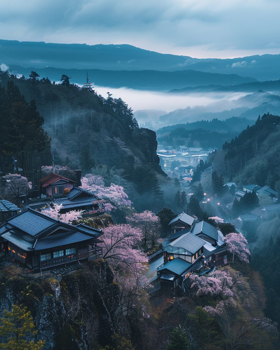 Aerial View of Japanese Village Landscapes