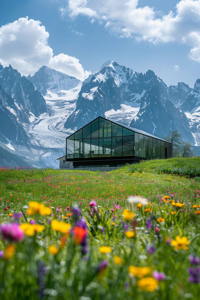 Glass House Surrounded by a Beautiful Landscape