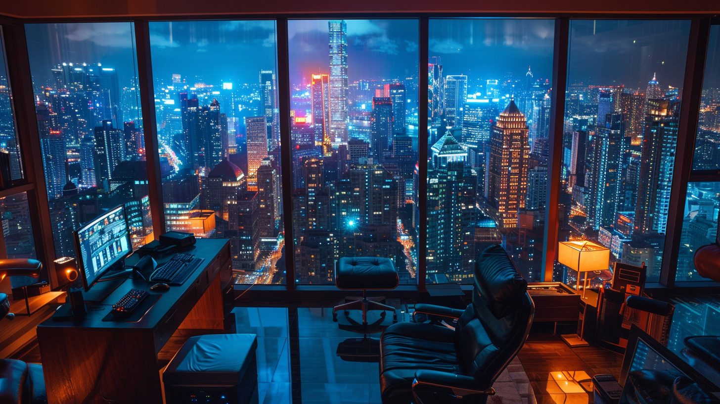 Home Computer Rooms with Cityscape Views