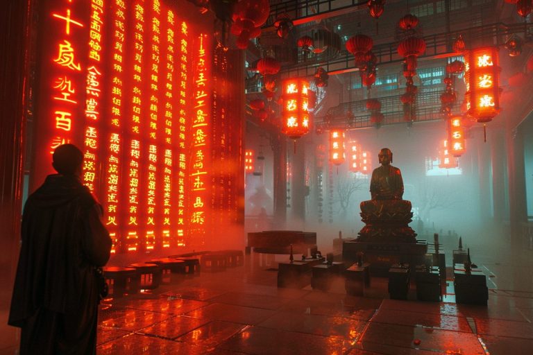 The Interiors of Cyberpunk Temples