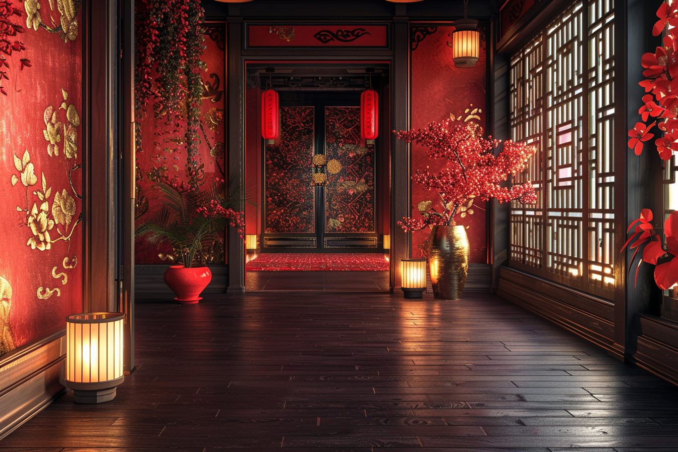 Asian-Style Homes with Red Interiors