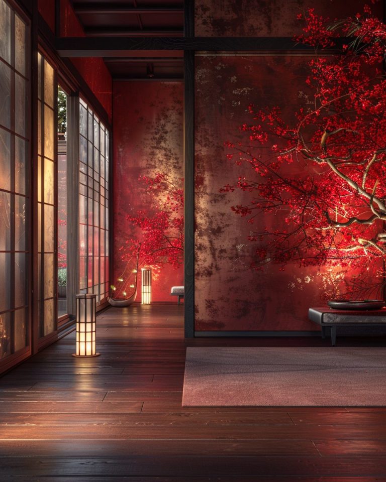 Asian-Style Homes with Red Interiors