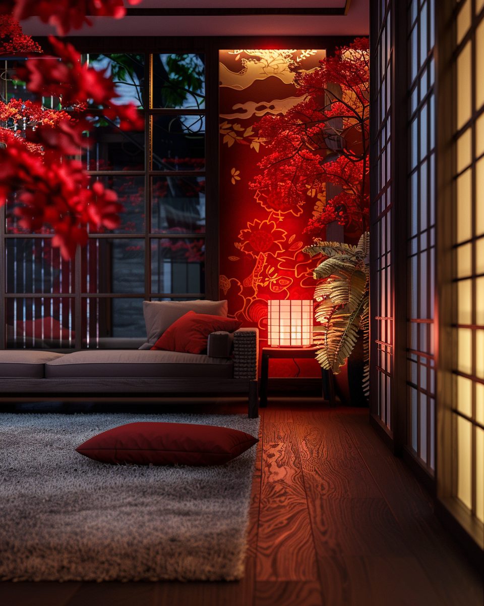 Asian-Style Homes with Red Interiors