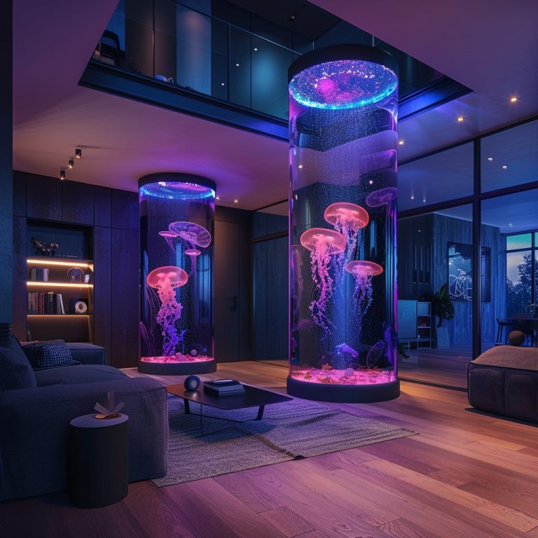 Contemporary Homes with a Gigantic Jellyfish Aquarium