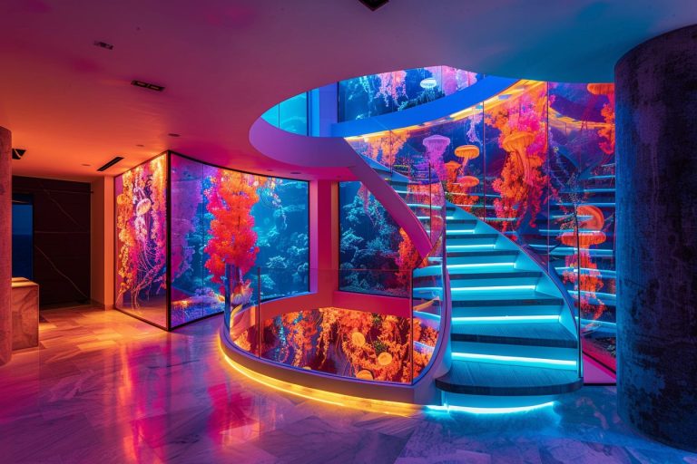 Contemporary Homes with a Gigantic Jellyfish Aquarium