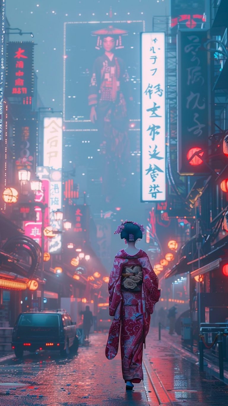 Futuristic Japanese City with Cyberpunk Vibes