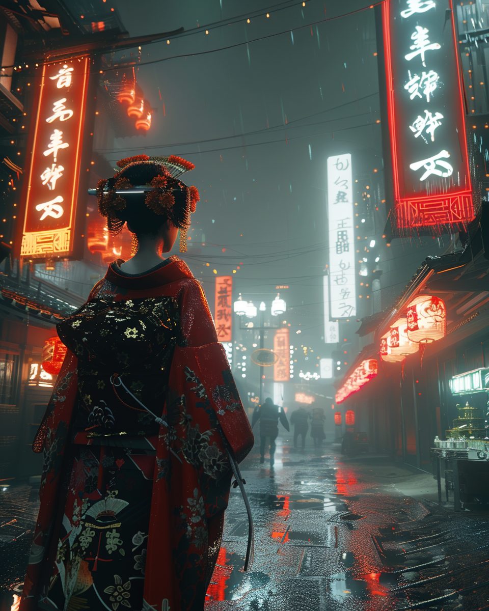 Futuristic Japanese City with Cyberpunk Vibes