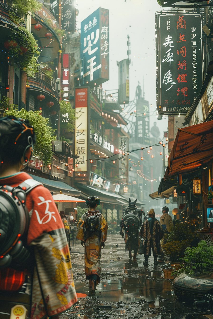 Futuristic Japanese City with Cyberpunk Vibes