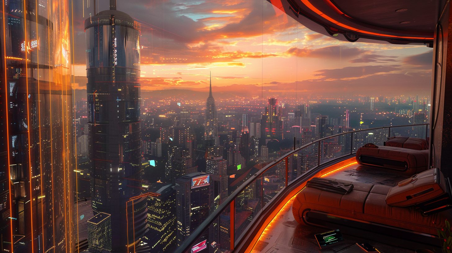 High Floor Balconies with a View of the Futuristic Cityscape