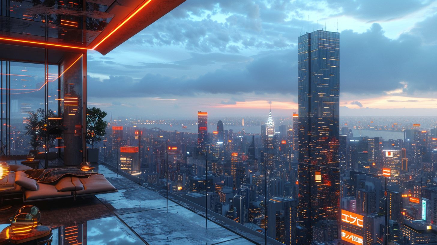High Floor Balconies with a View of the Futuristic Cityscape
