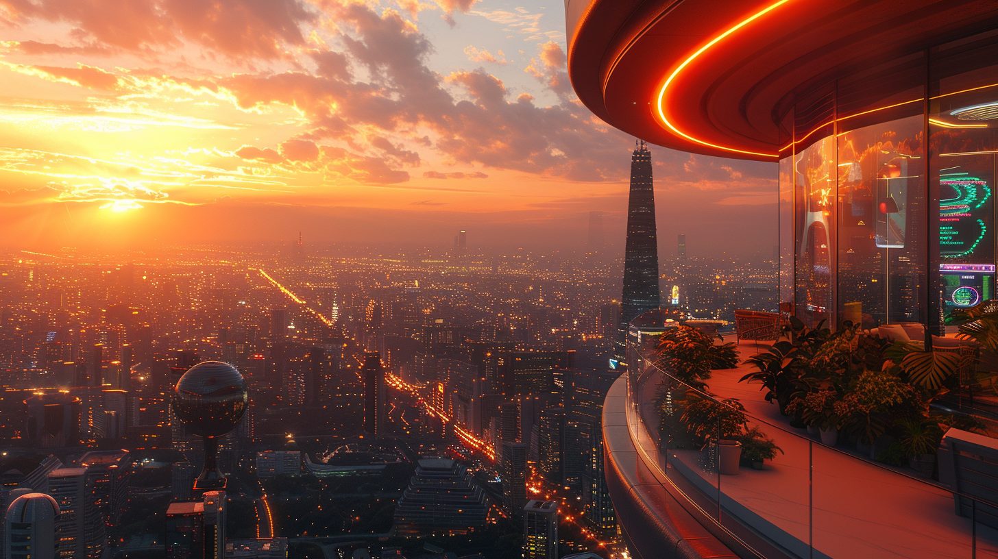 High Floor Balconies with a View of the Futuristic Cityscape