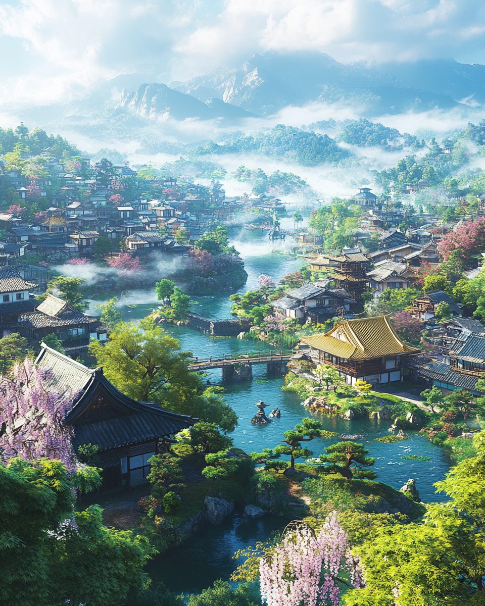 Japanese Villages with Beautiful Whimsical Landscapes