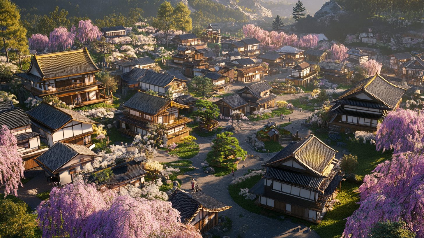 Japanese Villages with Beautiful Whimsical Landscapes