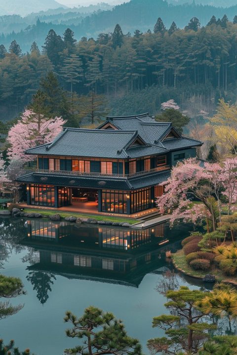 Modern and Traditional Japanese-Style Lakehouses