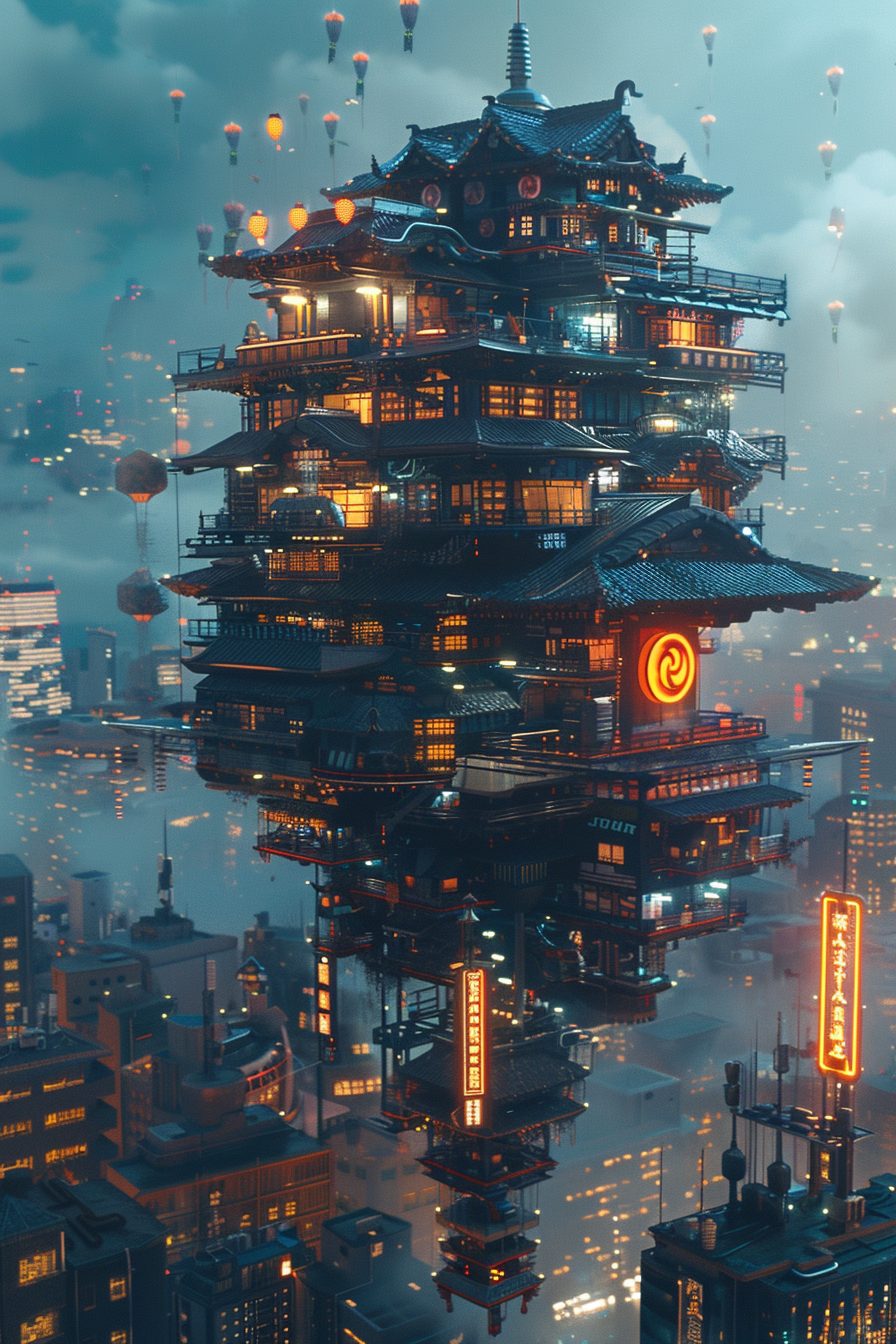 The Futuristic Japanese Castles High Above the City