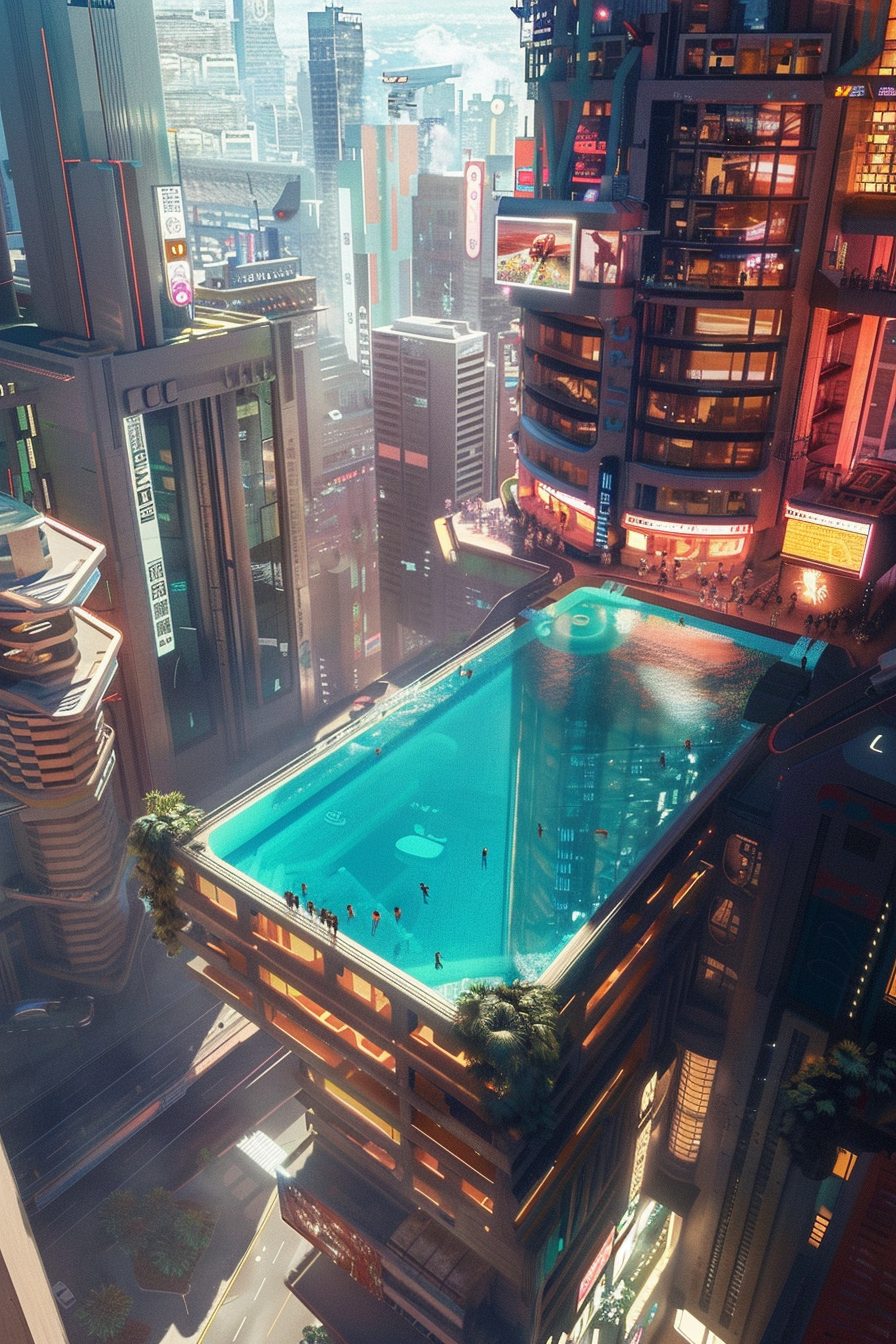 The Swimming Pools of a Futuristic City