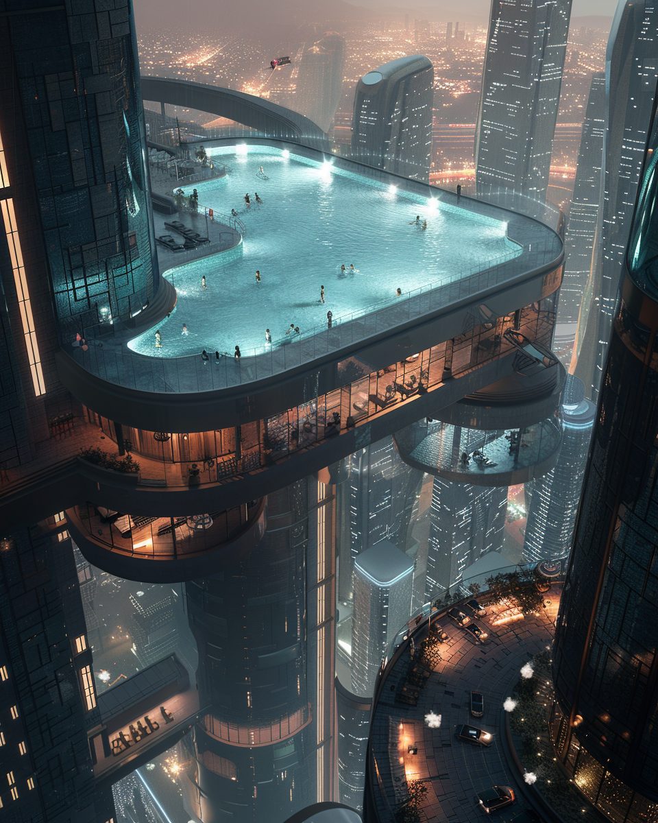 The Swimming Pools of a Futuristic City