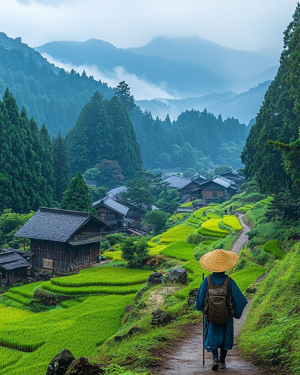 A Path of a Rice Farm in Japan