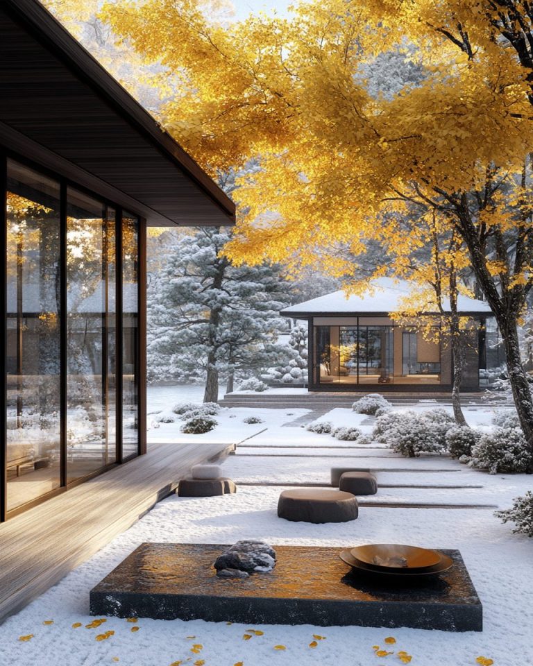 Japanese-Style Patio Fireplace