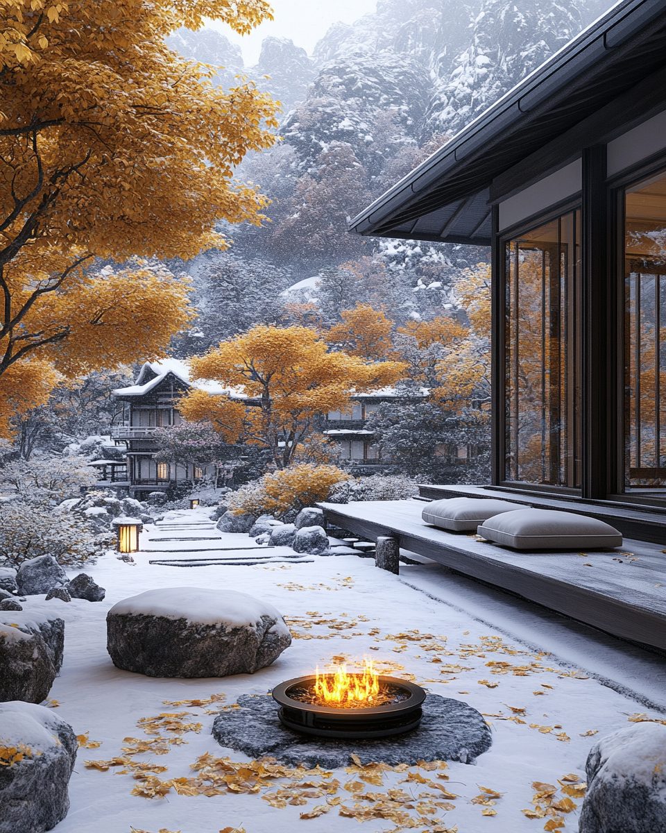 Japanese-Style Patio Fireplace