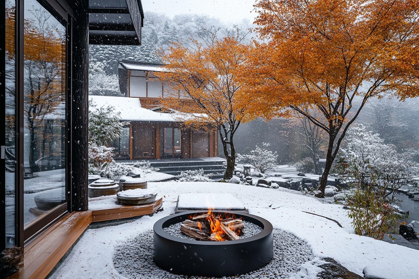 Japanese-Style Patio Fireplace