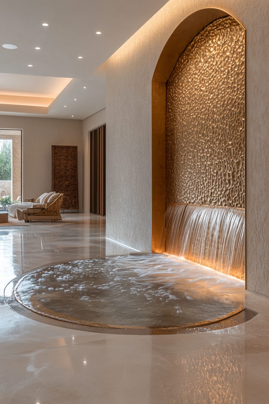 Luxurious Mansion with a Modern Waterfall