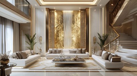 Luxurious Mansion with a Modern Waterfall