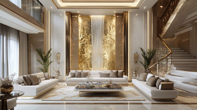 Luxurious Mansion with a Modern Waterfall