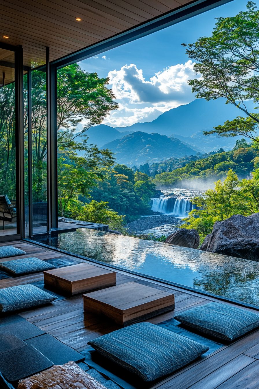 Modern Japanese Style Patio with an Amazing Landscape View
