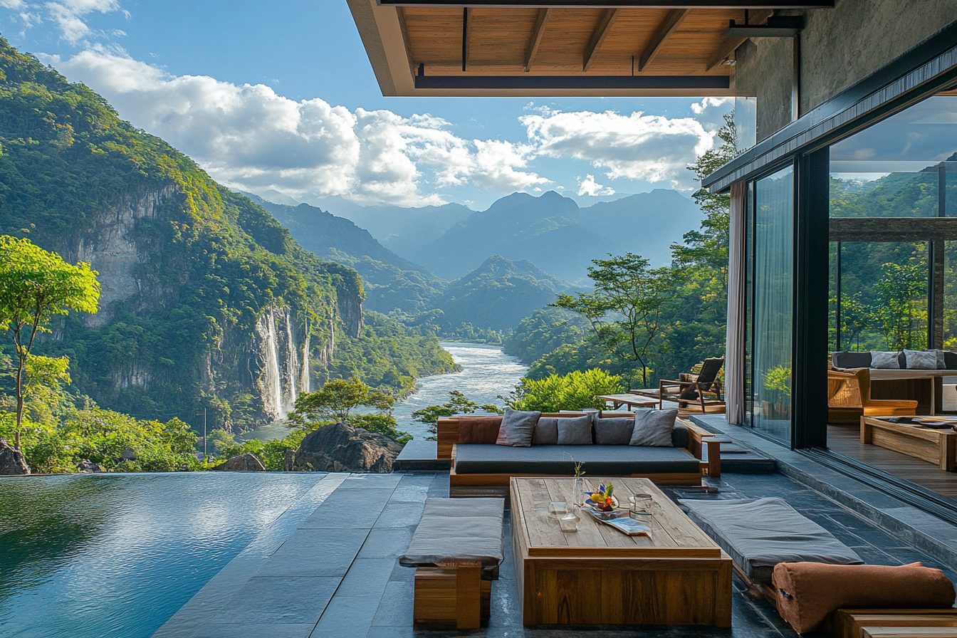Modern Japanese Style Patio with an Amazing Landscape View