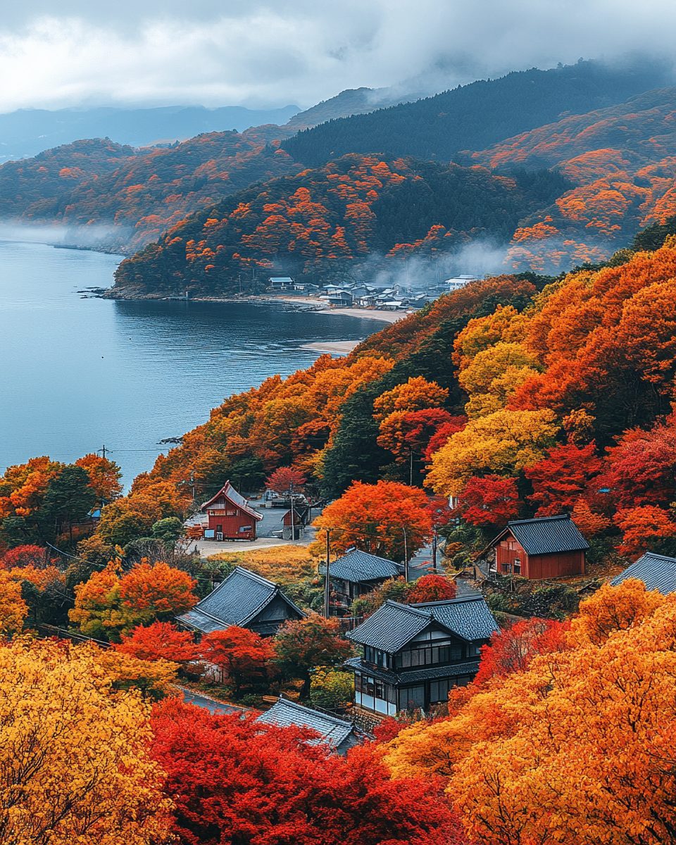 Beautiful Coastal Village in Japan