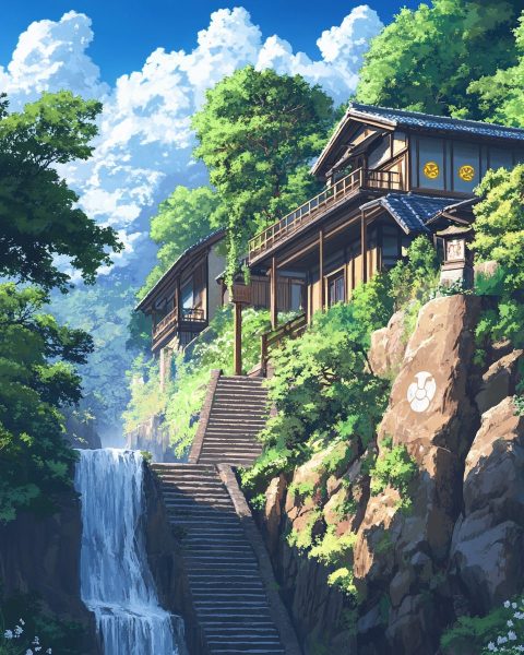 Japanese Inn on Top of a Hill – Anime Vibes